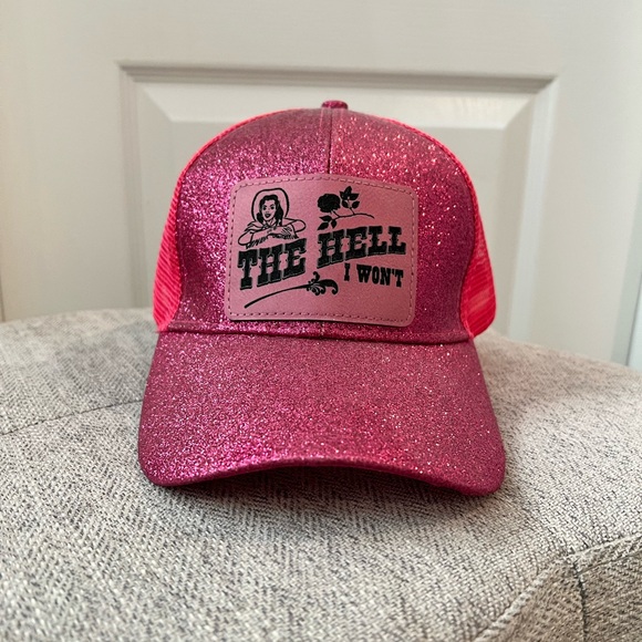 Accessories | Glittery Pink Trucker Hat | Poshmark